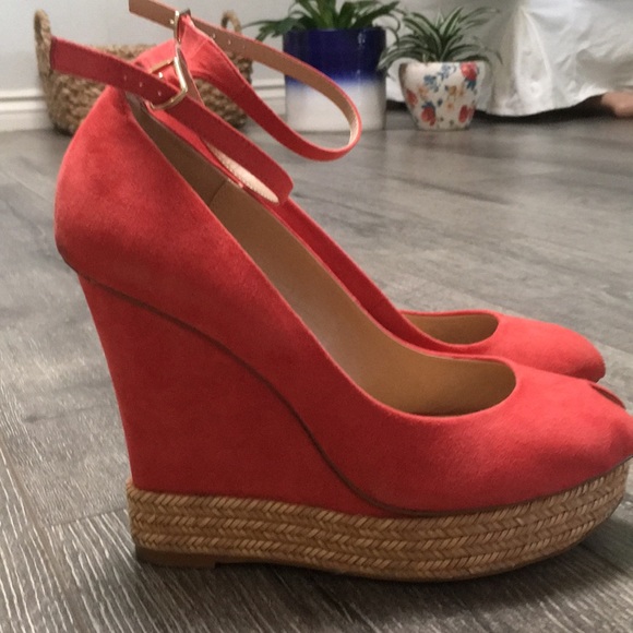 Zara | Shoes | Zara Red Suede Red Wedges | Poshmark